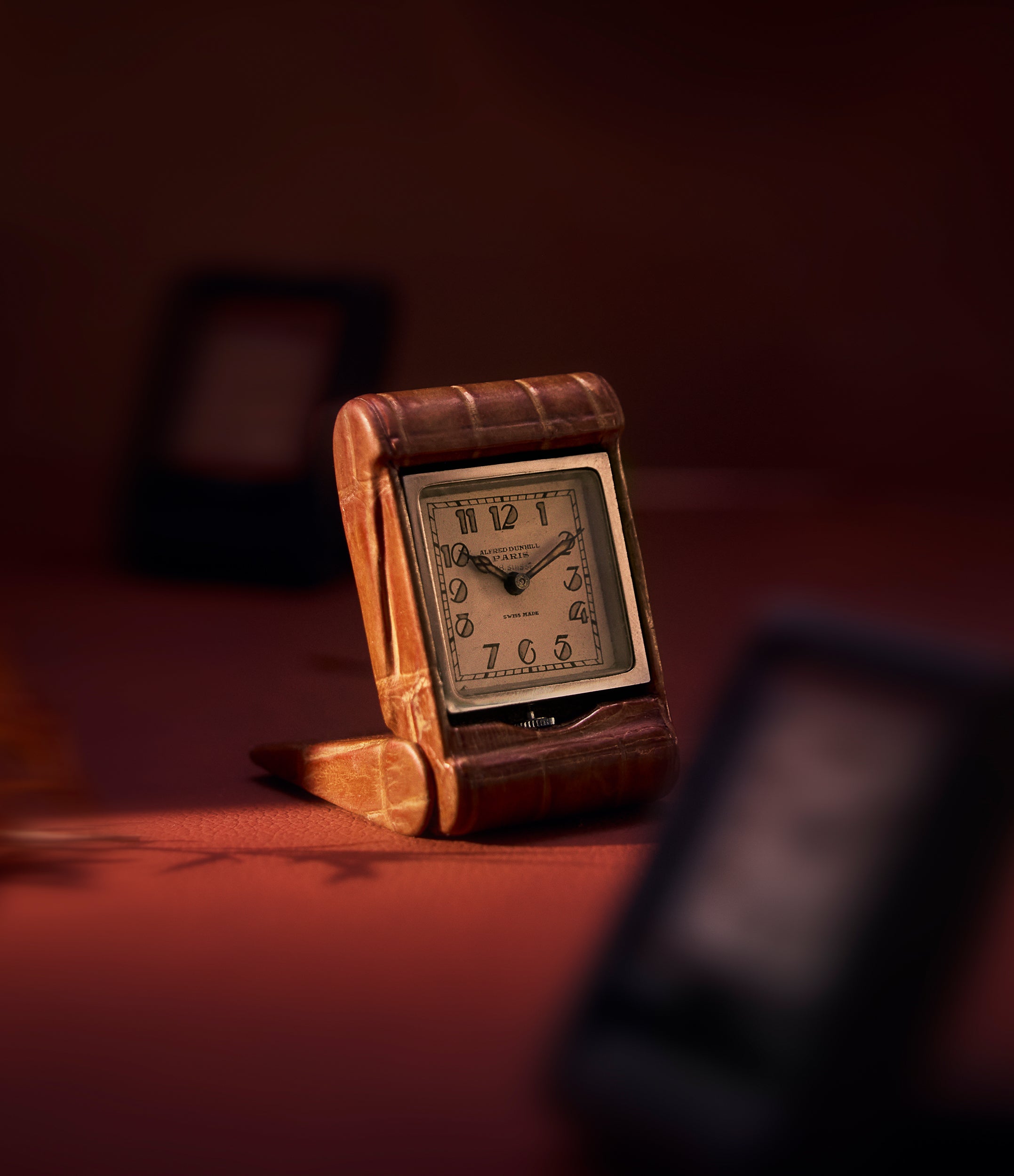 Buy mini Dunhill travel clock with leather case | Dunhill mini Ados – A ...
