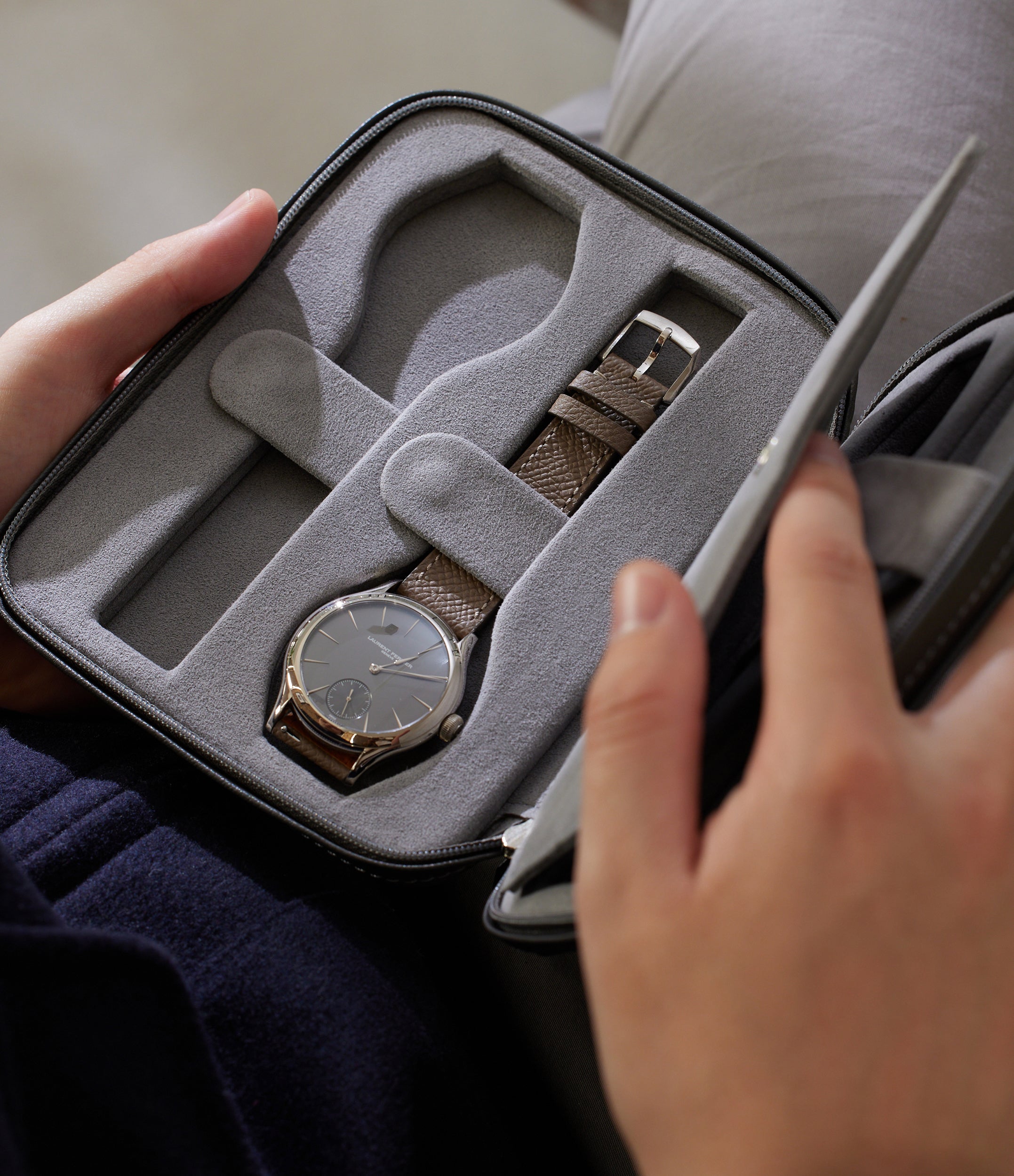 Four-watch folio, midnight blue, saffiano leather | Buy at ACM London ...