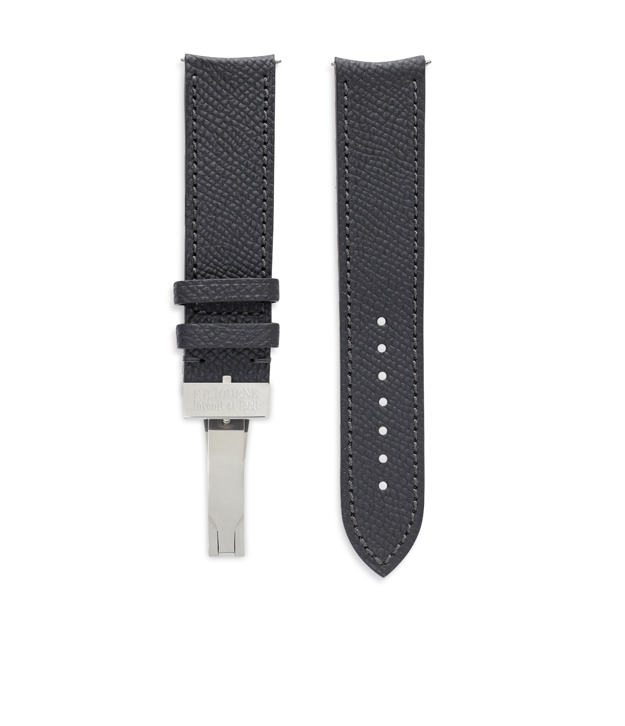 grained leather curved watch strap in misty slate | Buy luxury watch ...