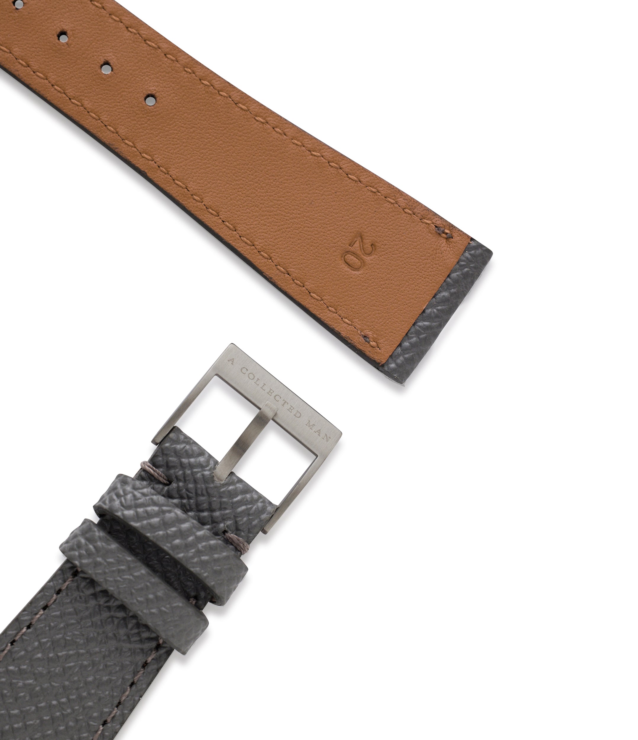 grained leather watch strap in concrete grey | Buy luxury watch strap ...