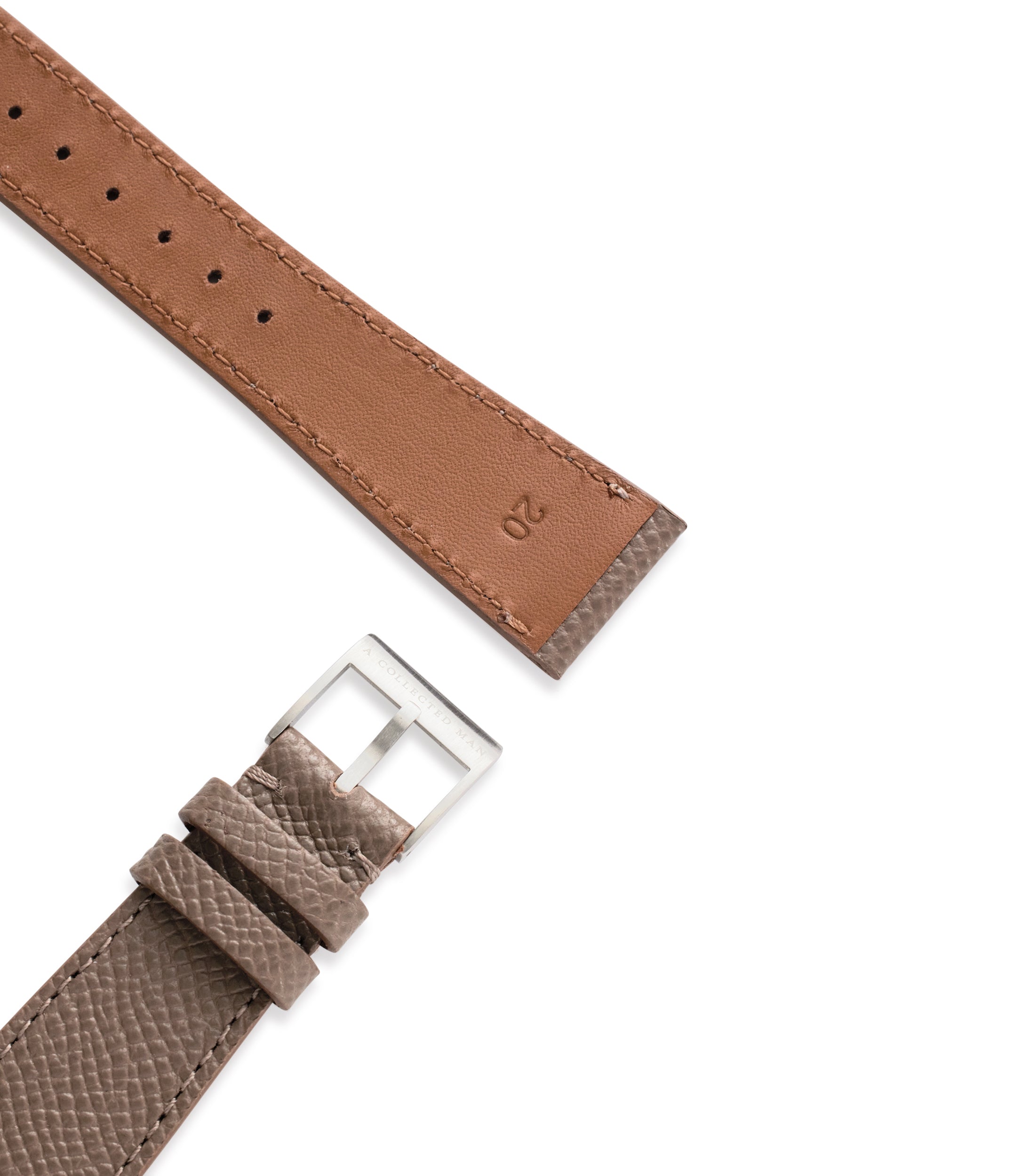 grained leather watch strap in truffle taupe | Buy luxury watch strap ...