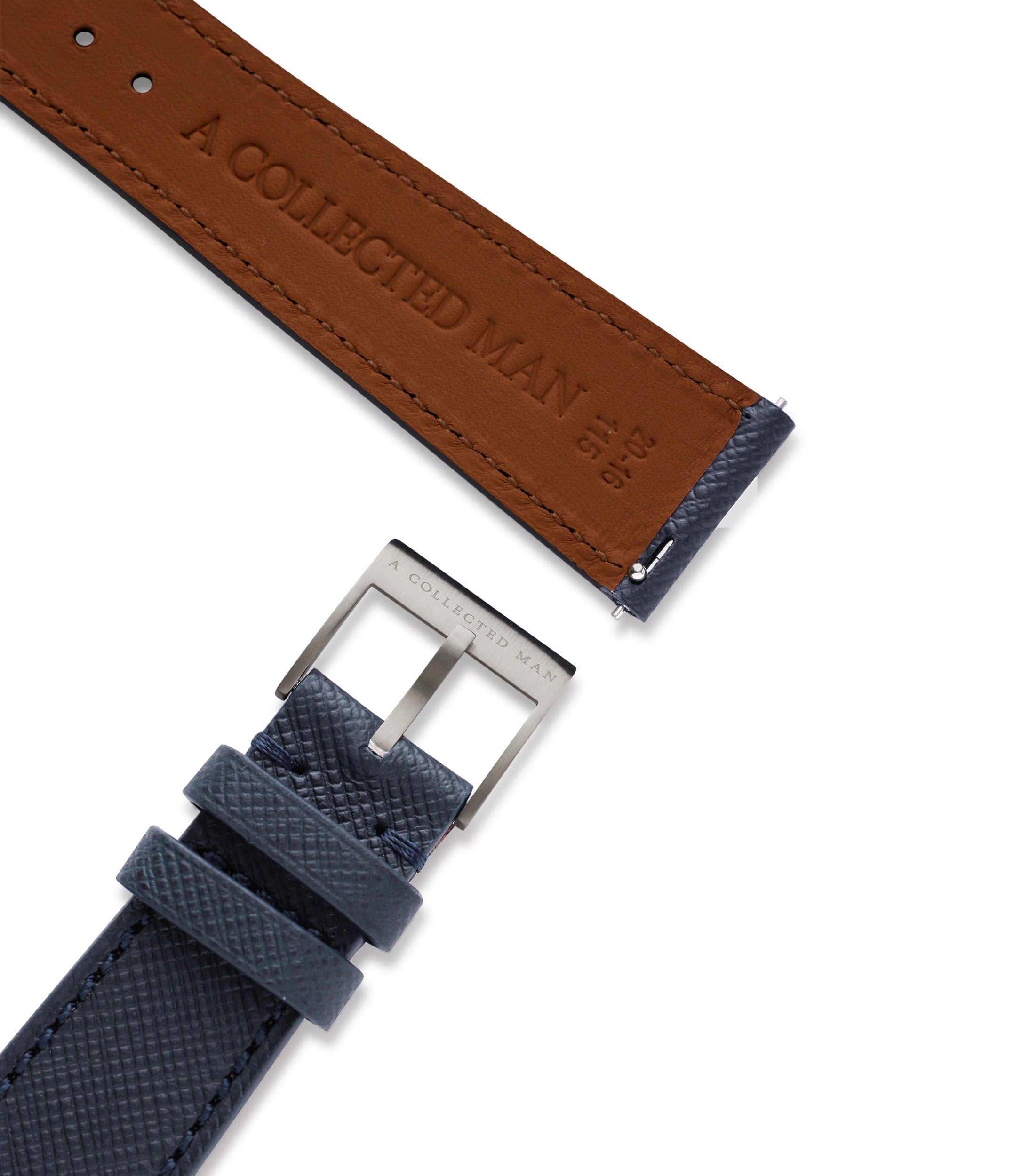 saffiano watch strap in shadow navy | Buy luxury watch strap – A ...