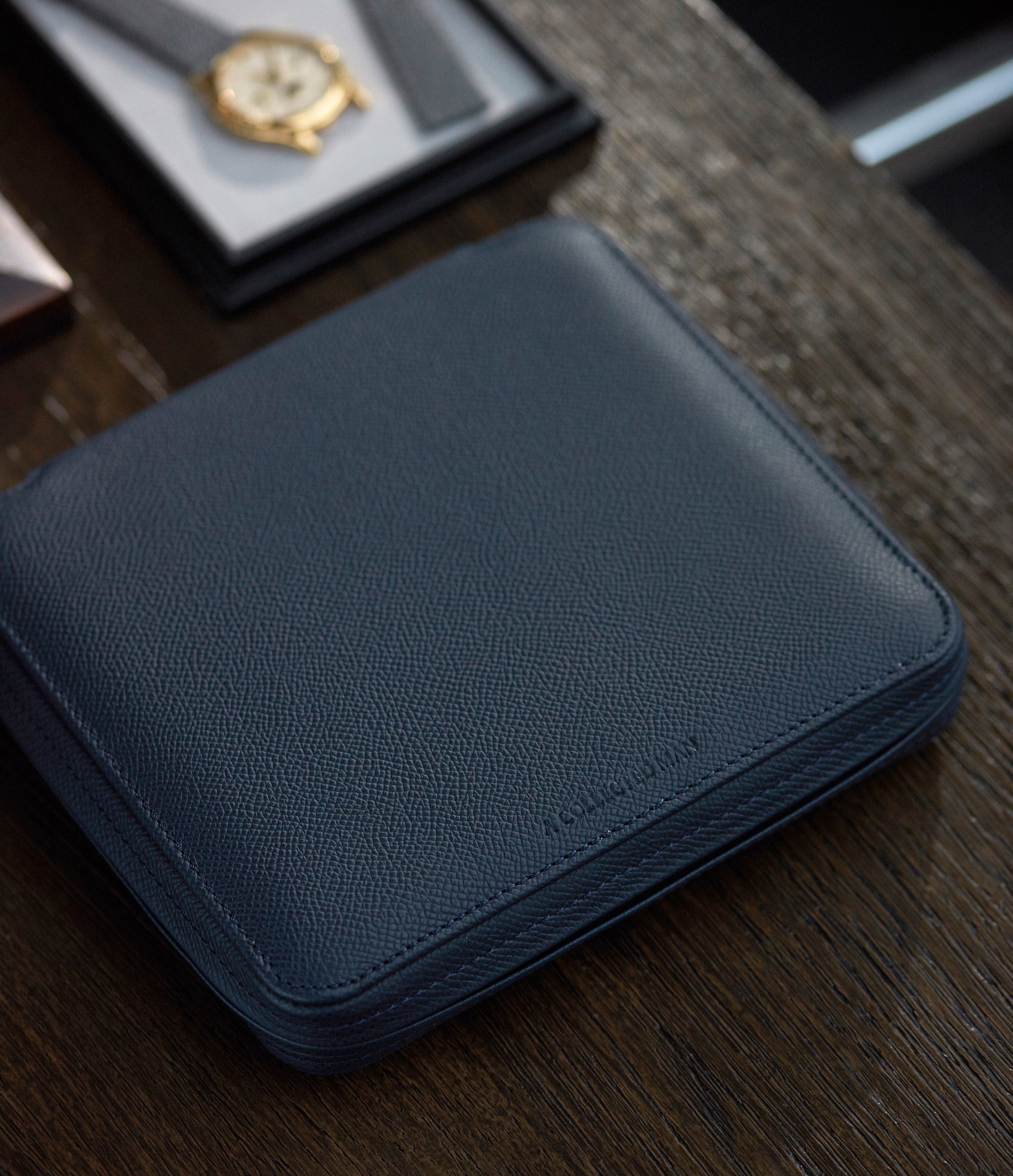 Six-watch folio, midnight blue, grained leather | Buy at ACM – A ...