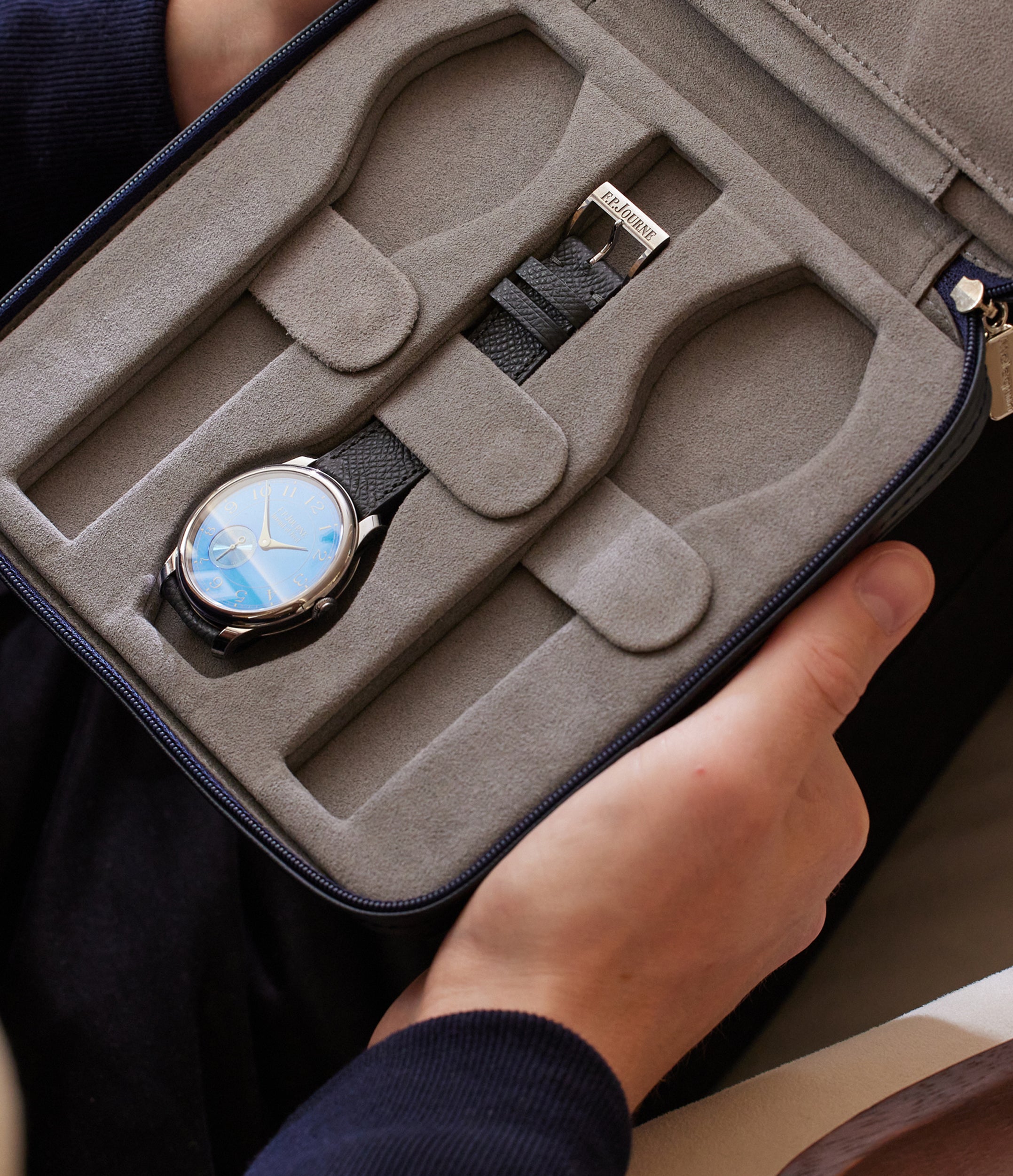 Six-watch folio, midnight blue, saffiano leather | Buy at ACM London ...