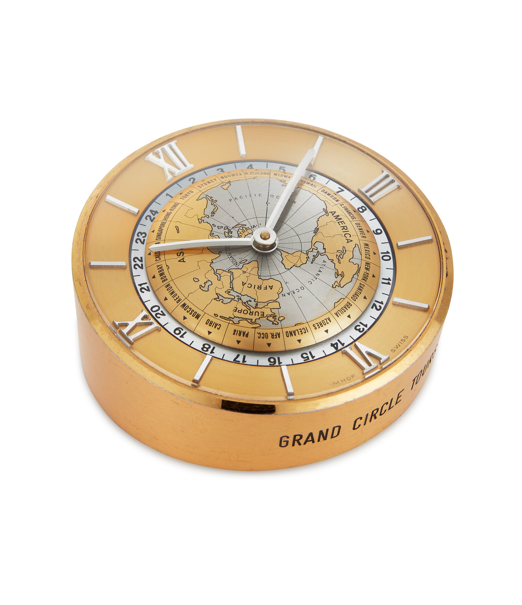 Imhof Worldtime Desktop Clock Brass | Buy rare IMHOF collectable clock ...