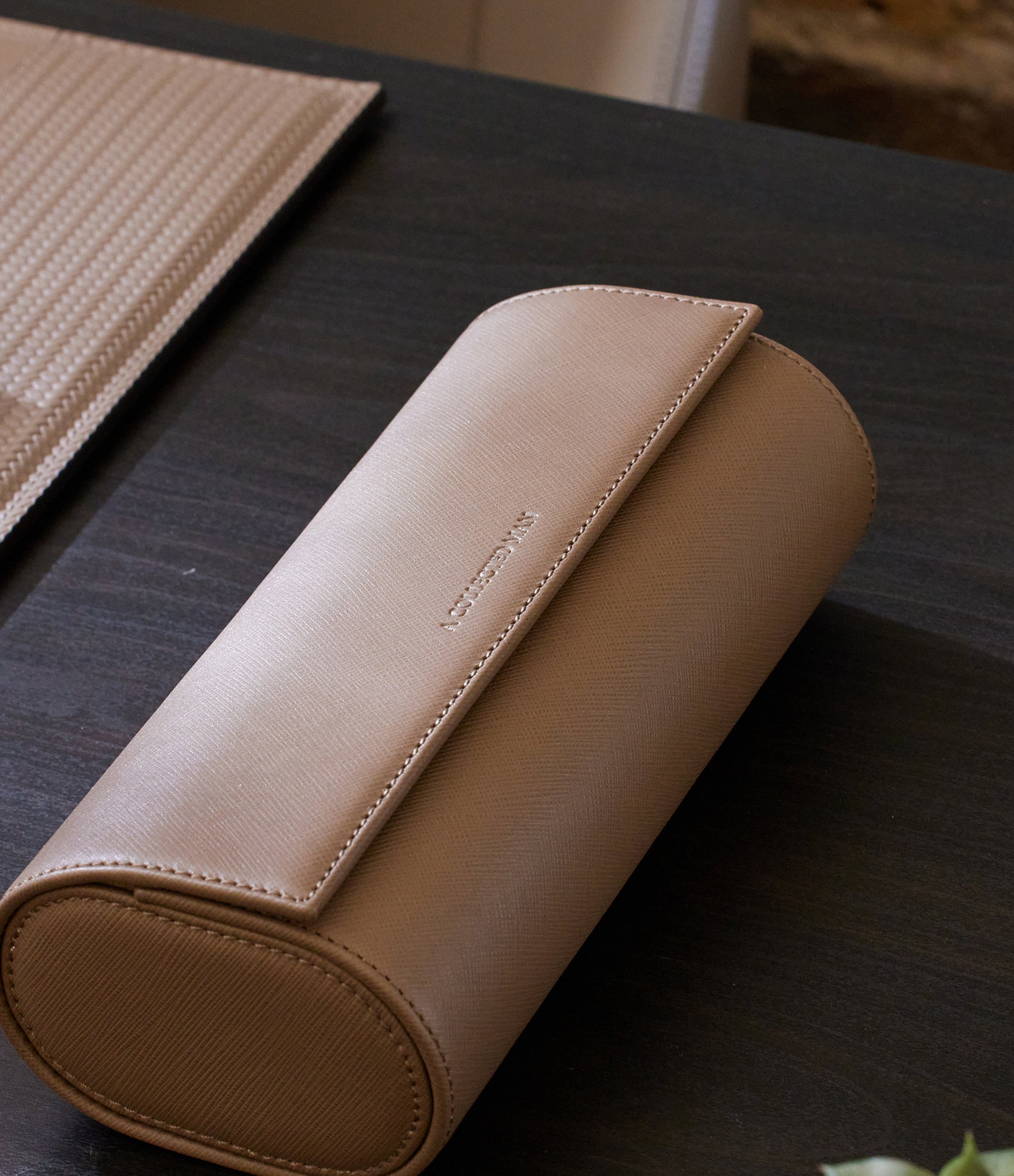Three-watch roll, desert taupe, saffiano leather | Buy at ACM London ...