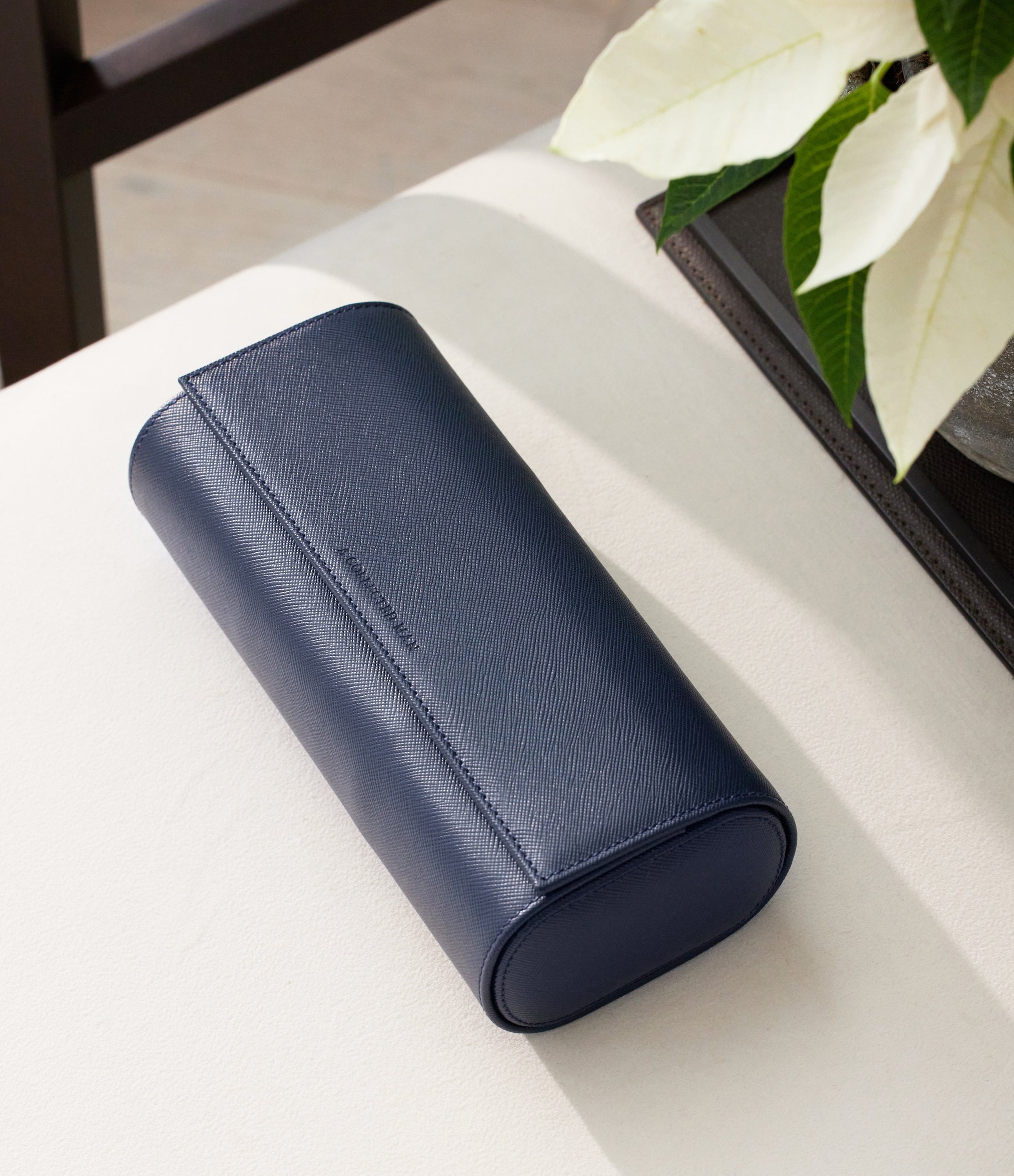 Three-watch roll, midnight blue, saffiano leather | Buy at ACM London ...