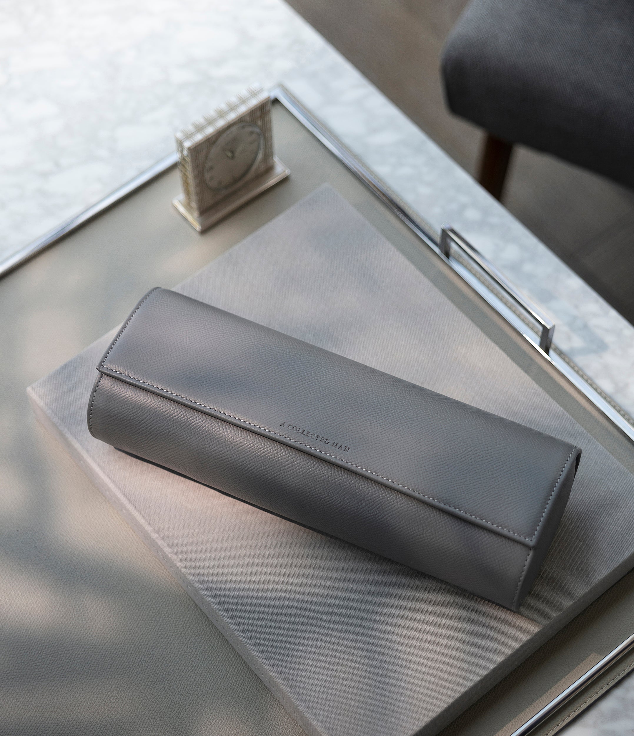 Four-watch roll, shark grey, grained leather | Buy A Collected Man ...