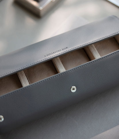 Four-watch roll, shark grey, grained leather | Buy A Collected Man ...