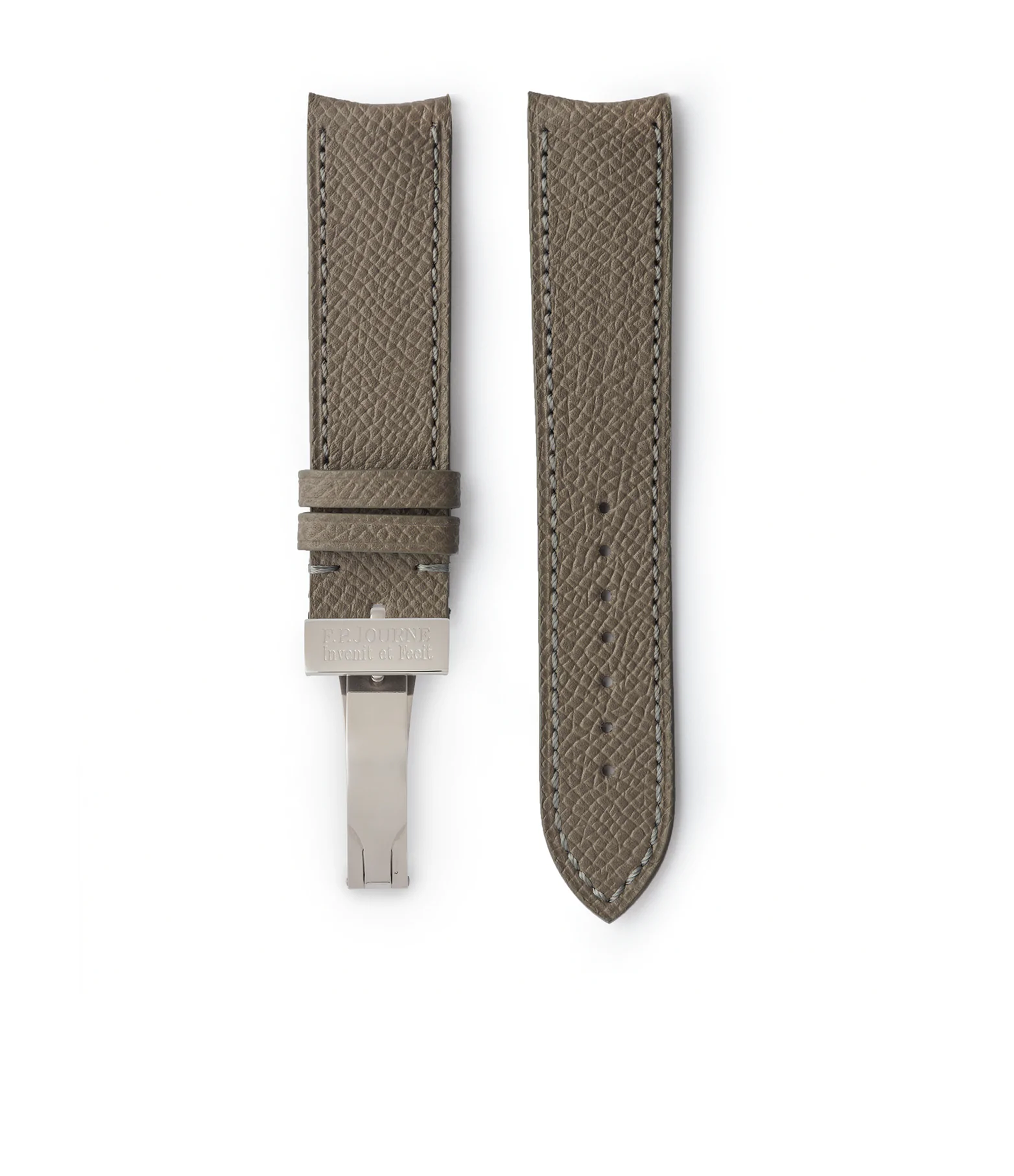 grained leather curved watch strap in smoky ash Buy luxury watch strap ...