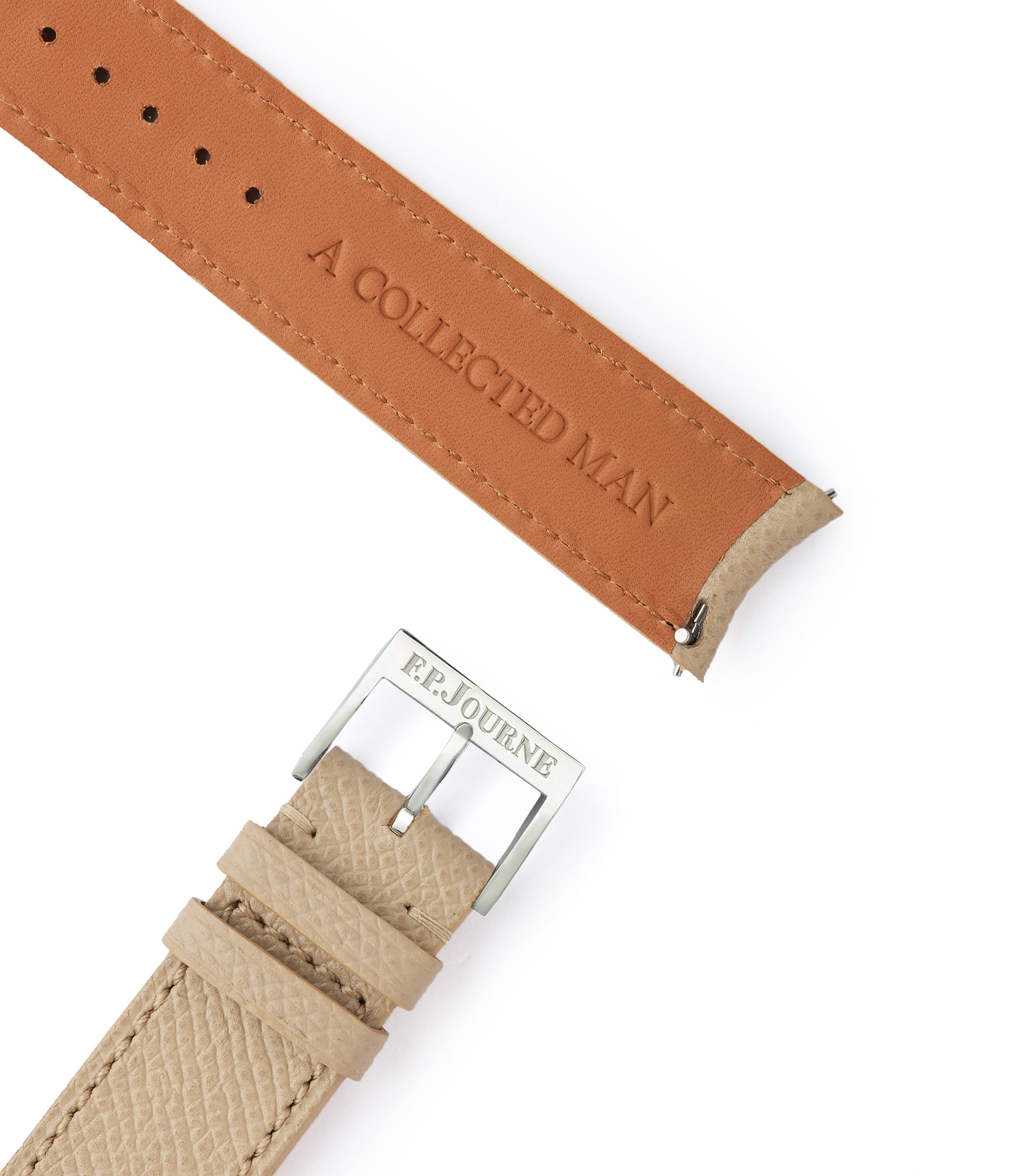 grained leather curved watch strap in sandstone sphinx | Buy luxury ...